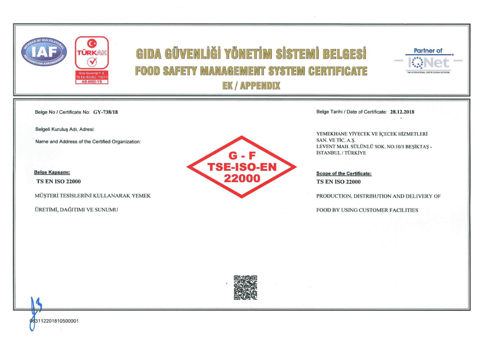TSE ISO 22000 Belgesi_Part2 | ENKA Okulları İstanbul
