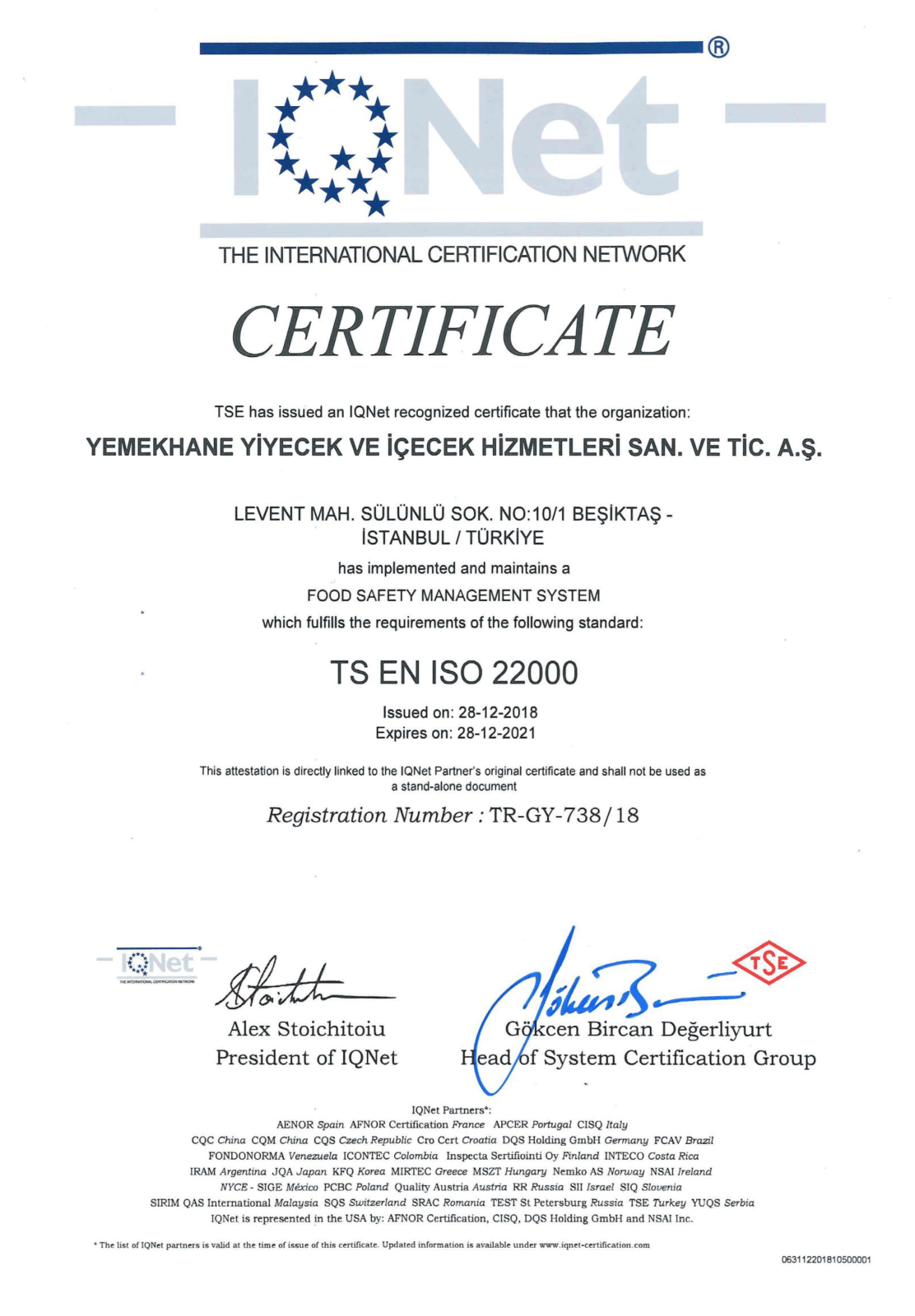 TSE ISO 22000 Belgesi_Part3 | ENKA Okulları İstanbul